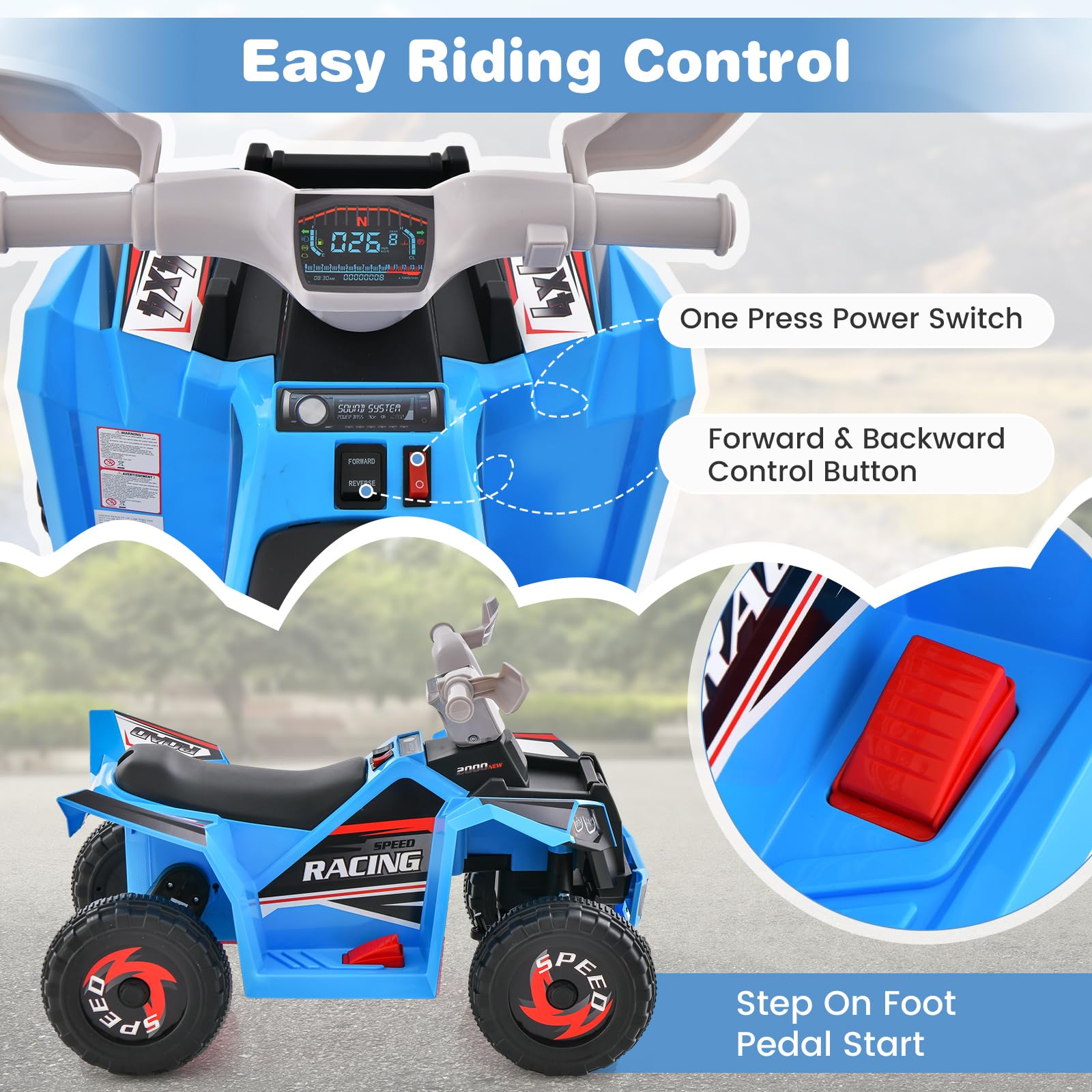 HONEY JOY Kids Ride On Car, 6V Battery Powered Motorized Toy Car with ...